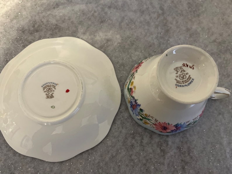 E.B. Foley Bone China Cup and Saucer - Cornflower Pattern - Made in ...
