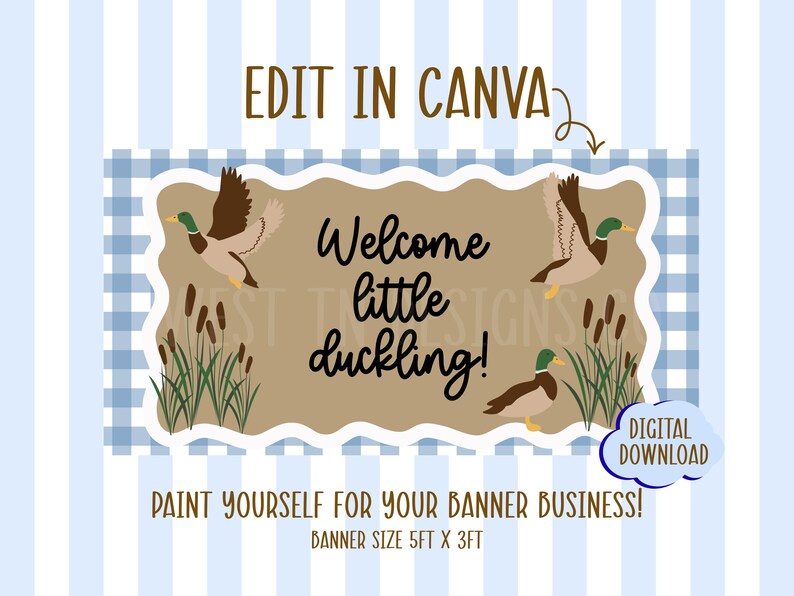 Mallard Duck Banner Template | Editable Canva Design (digital Download ...