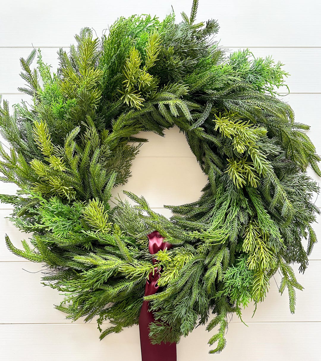 Large Deluxe Real Touch Evergreen Wreath, Realistic Winter Wreath, L ...