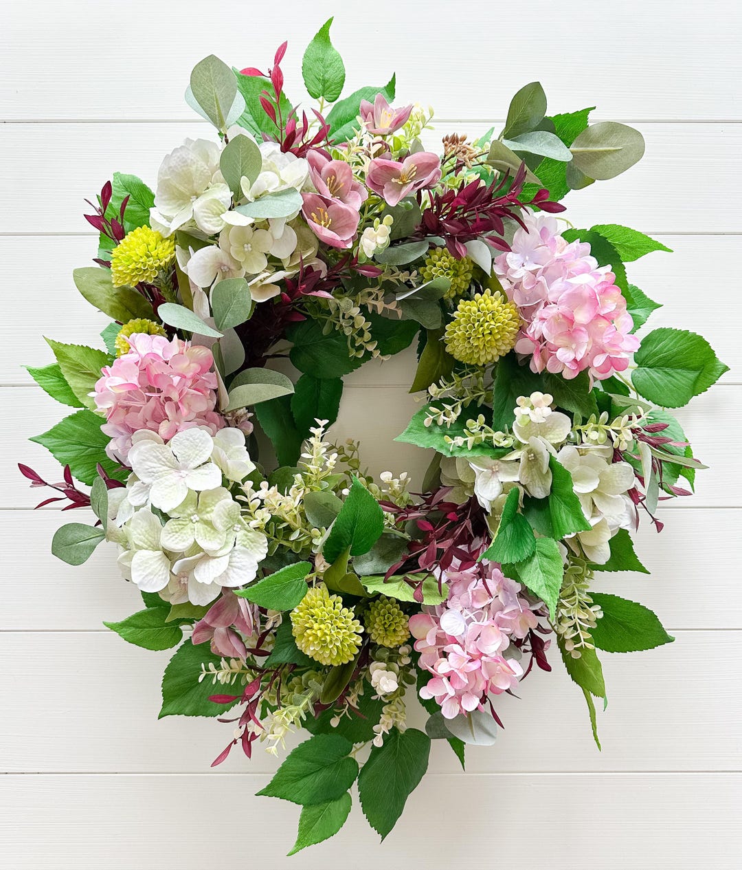 Elegant Summer Wreath for Front Door, Hydrangea Outdoor Wreath ...