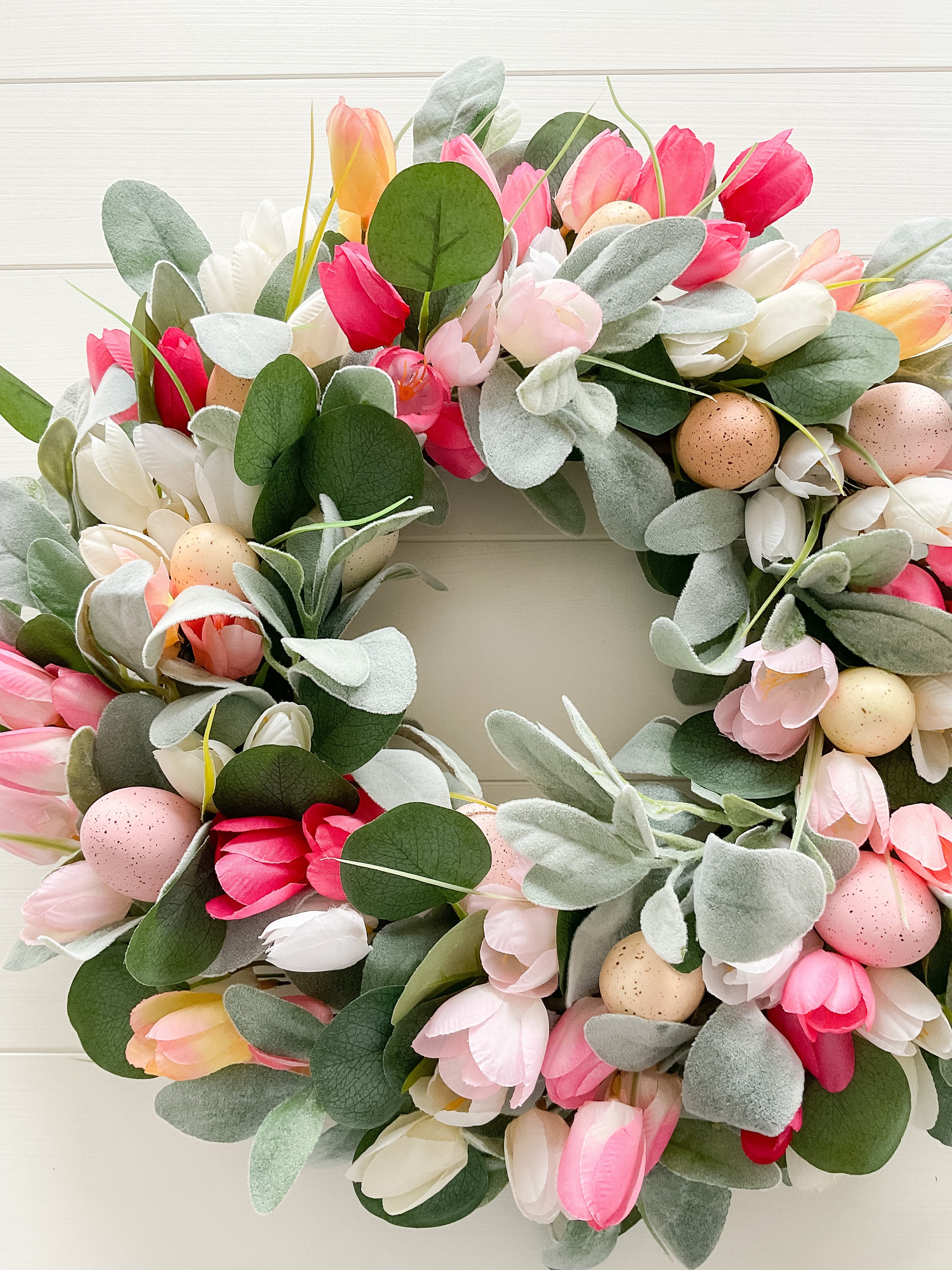 Spring Tulip Wreath for Front Door, Greenery Wreath for Door, Pink ...