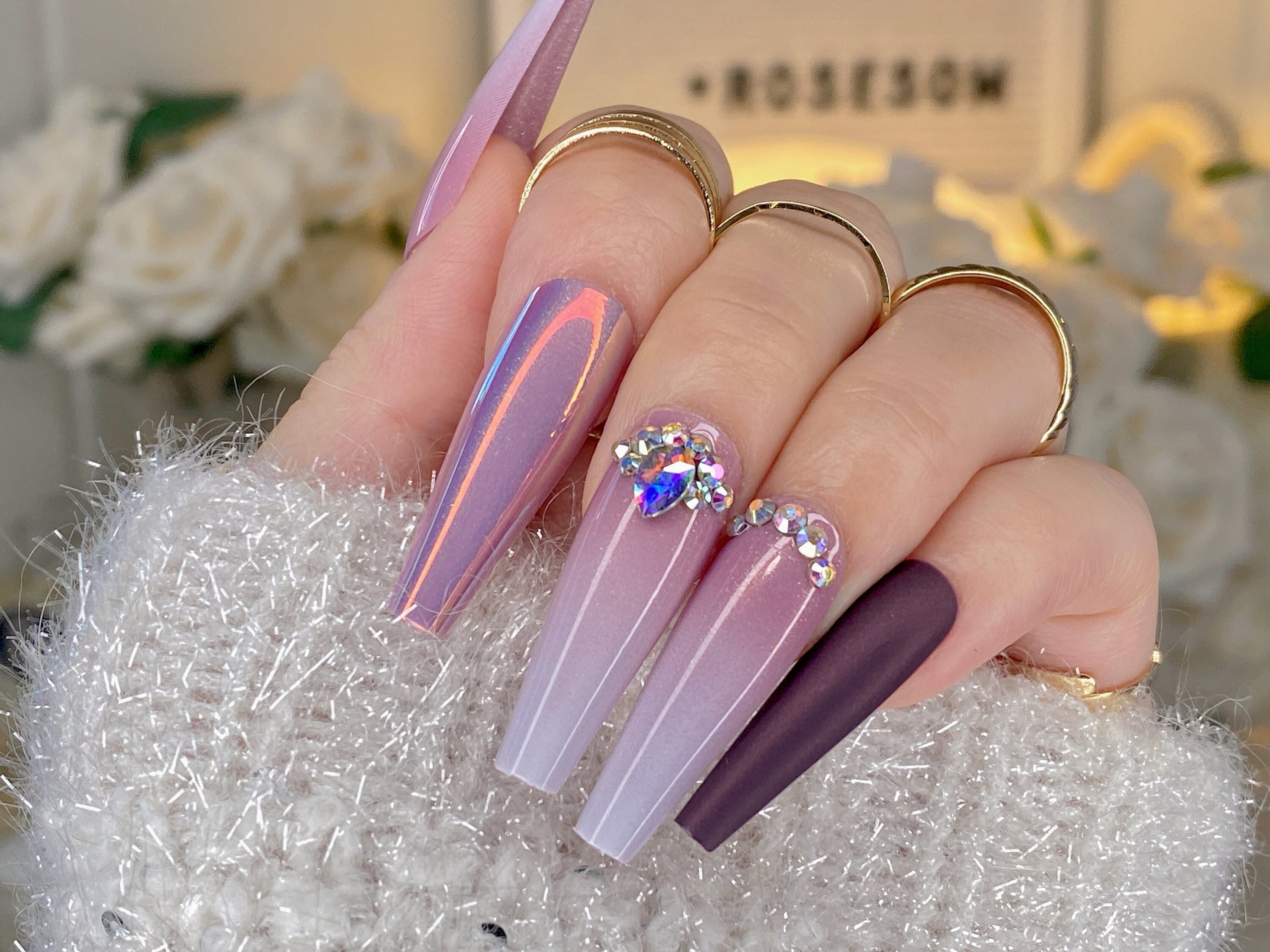 Coffin Acrylic Nails In Stunning Shades Of Purple The Ultimate Style