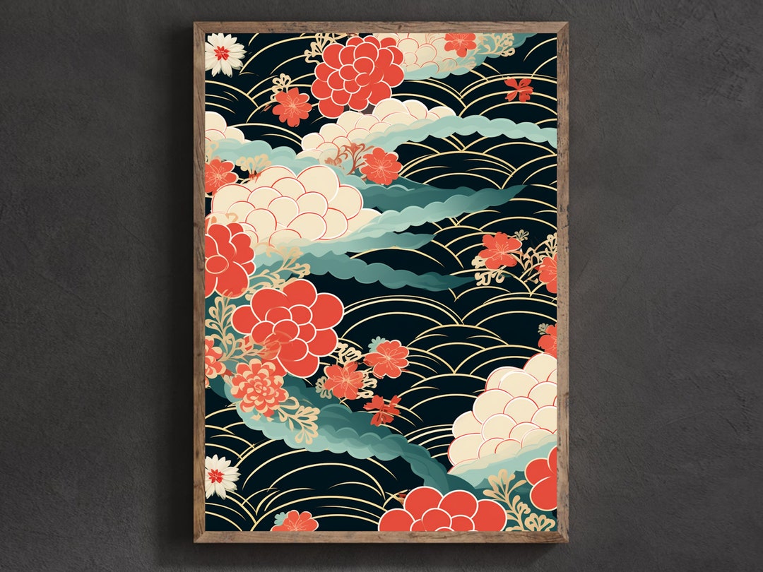 Printable Japanese Flower Wall Art, Home Decor, Kabuki, Kimono, Wall ...