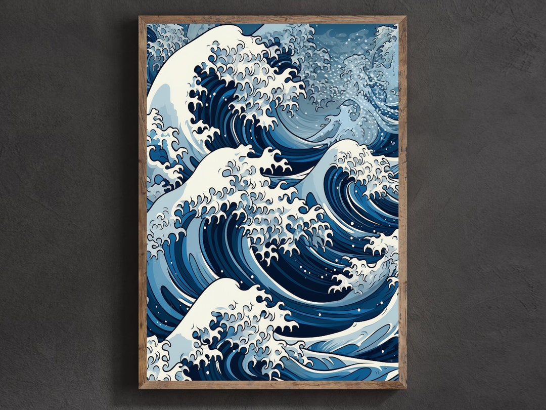 Printable Japanese Wave Wall Art, Home Decor, Kabuki, Kimono, Wall ...