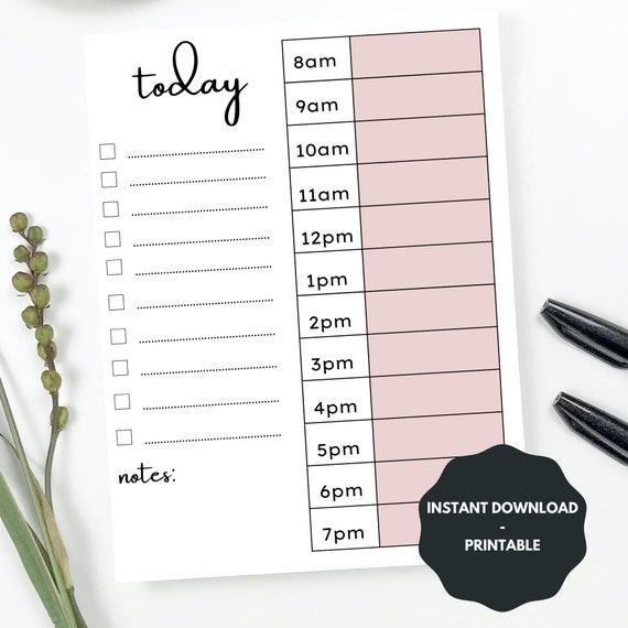 Daily Planner Printable Daily Checklist Daily to Do List | Etsy