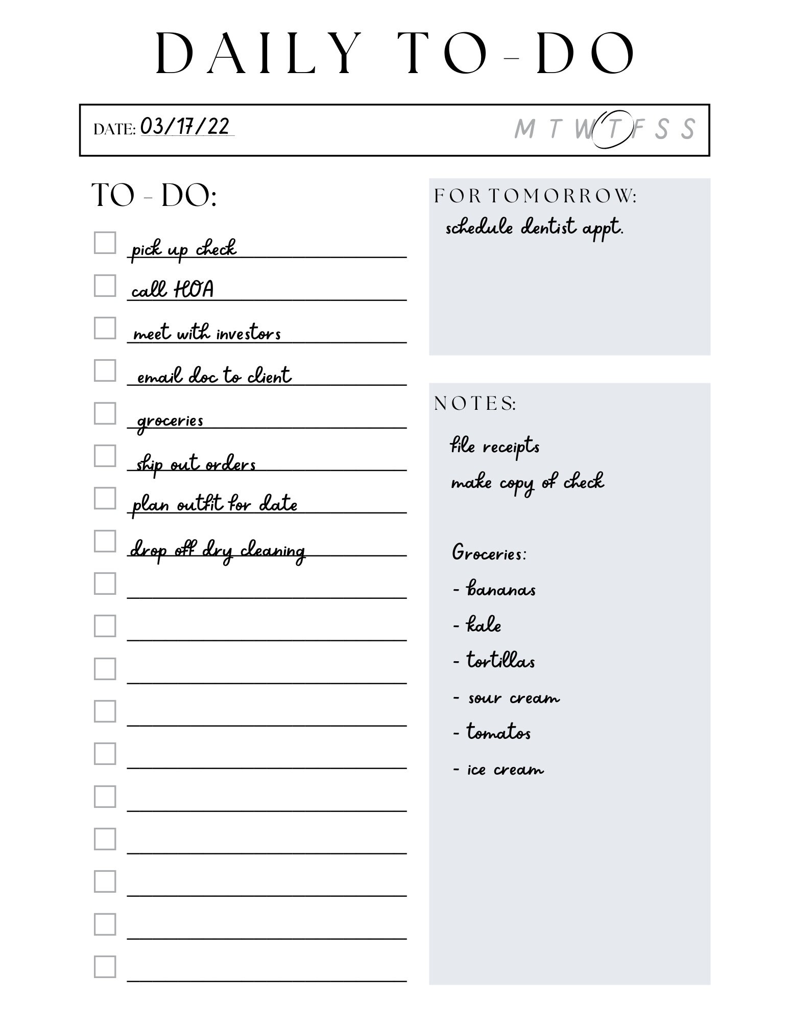 Daily To-do List Printable, Printable To-do List, To-do List PDF, Daily ...