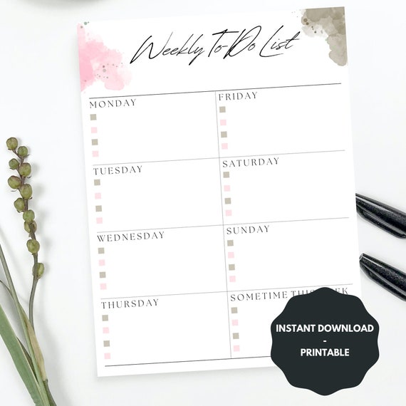 Printable Weekly to Do List Digital Weekly Planner PDF | Etsy