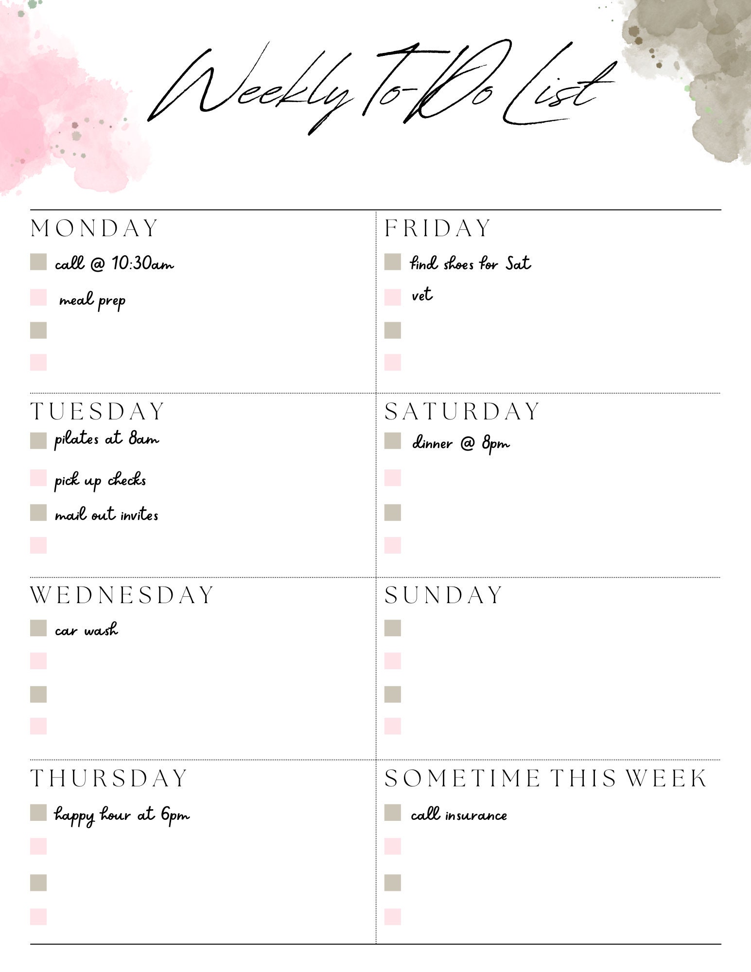 Printable Weekly to Do List, Digital Weekly Planner, PDF Weekly Planner ...
