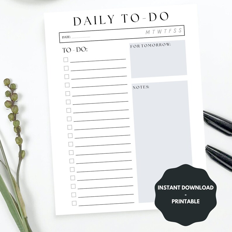 Daily To-do List Printable, Printable To-do List, To-do List PDF, Daily ...