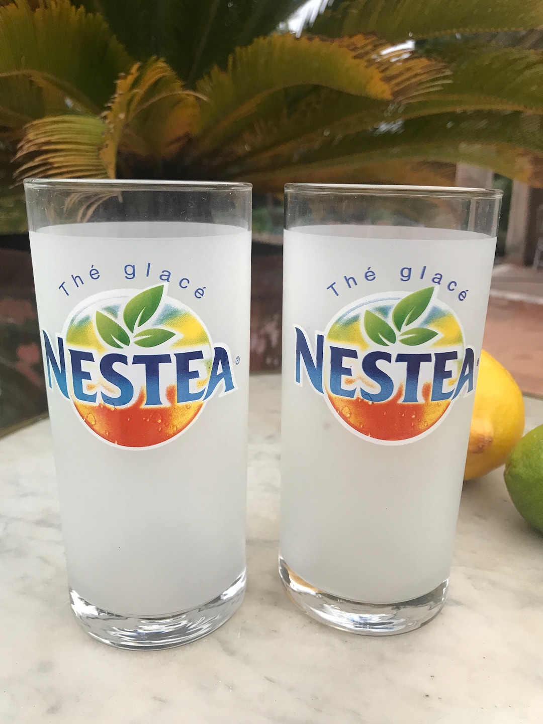 2 Nestea Glasses, Advertising Glass, French Bistro Bar - Etsy