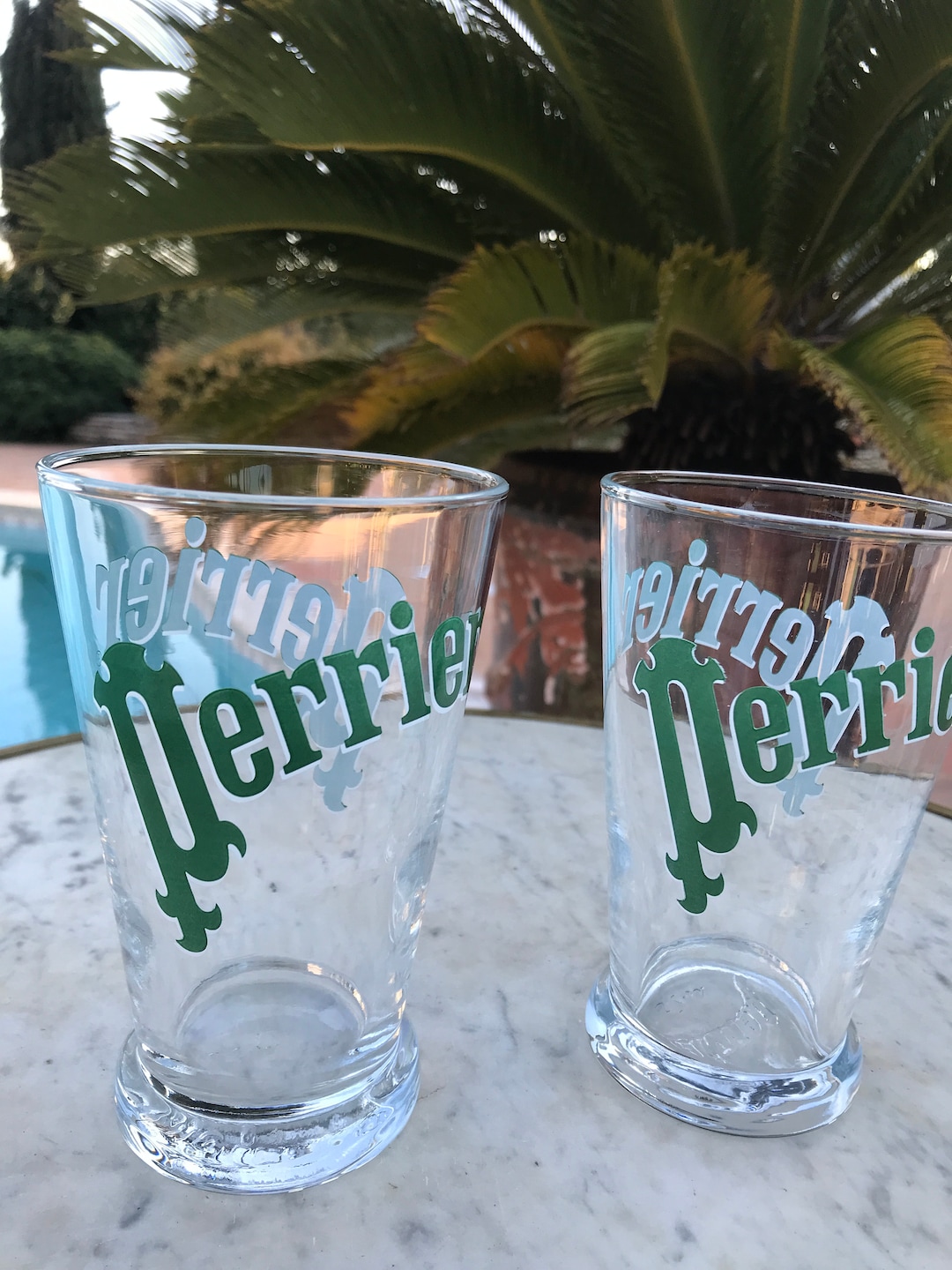 Set of 2 PERRIER Glasses, French Bistro Bar - Etsy