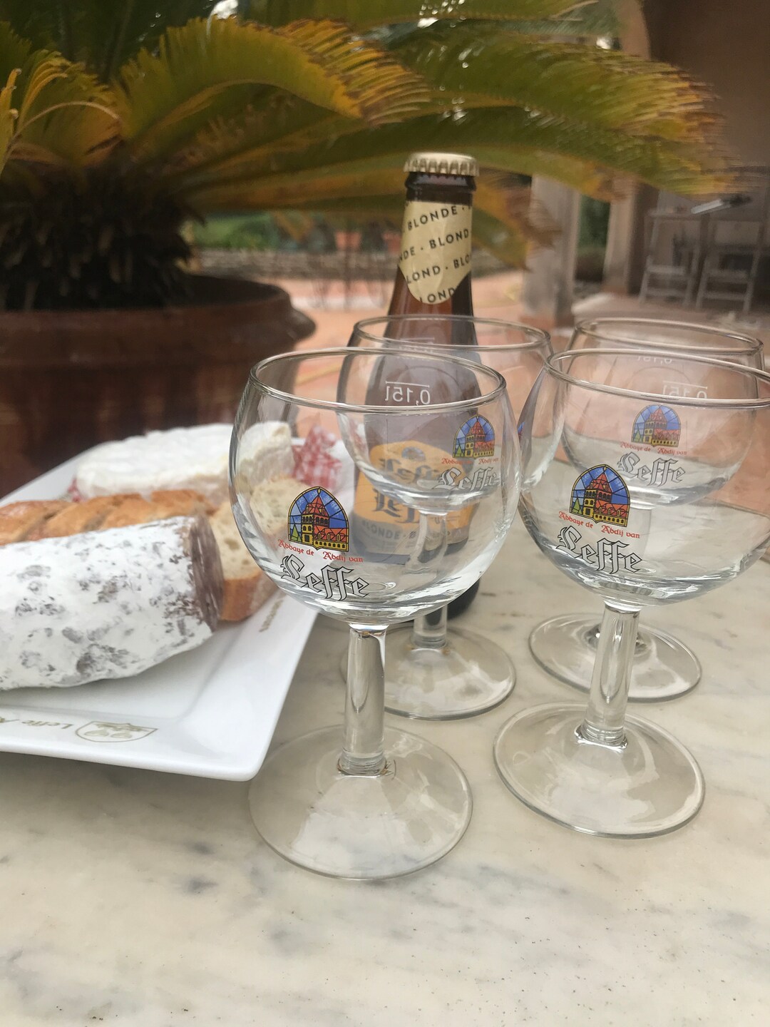 Set of 4 Glasses on Foot 0.15l le Galopin LEFFE and a Porcelain ...