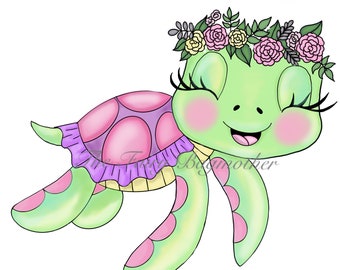 Cute Turtle Cartoon Girl