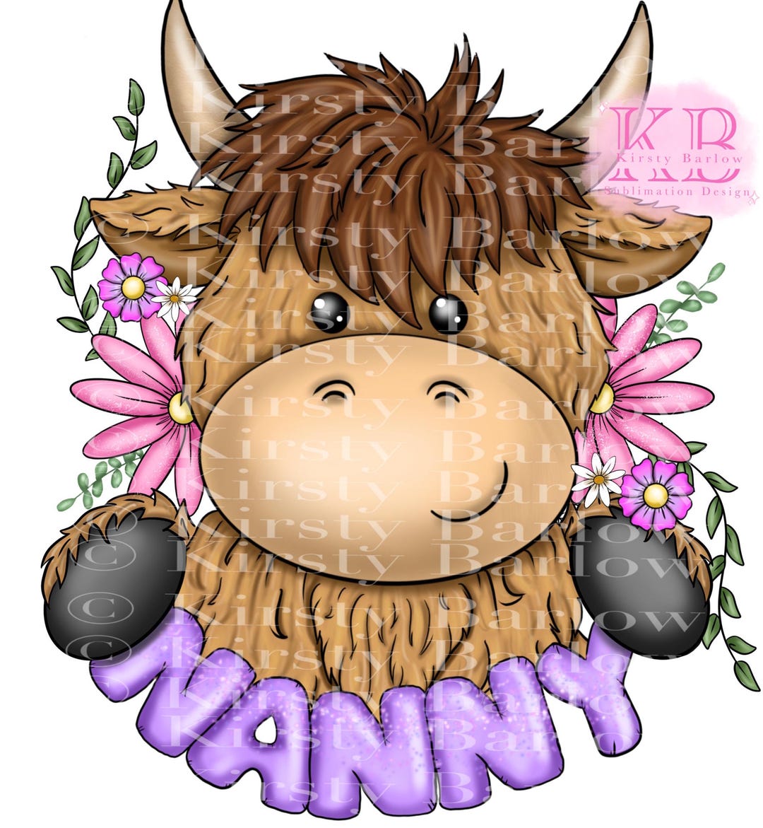 Nanny Mother’s Day Birthday Highland Cow Png Clipart Sublimation Design ...