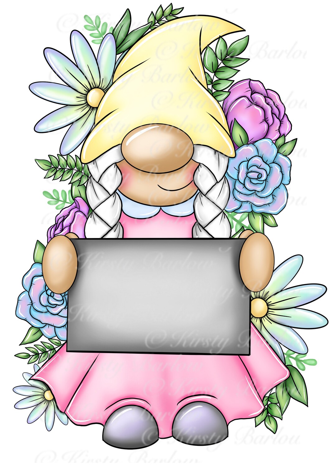 Flower Gnome Gonk Holding Sign Personalised Personalisation Png Clip ...