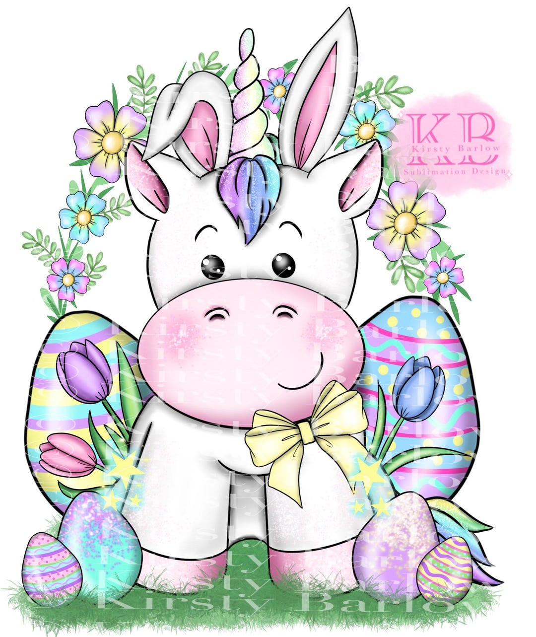 Cute Easter Bunny Unicorn Clipart Png Hand Drawn Illustration ...