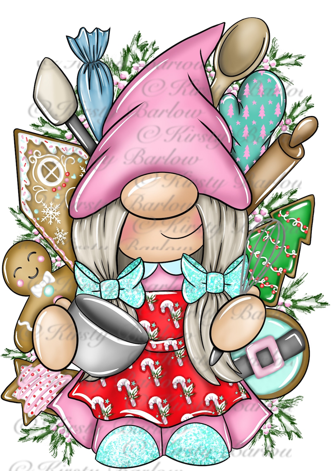 Christmas Baking Gonk Gnome Clip Art Png Sublimation Design | Pink and ...