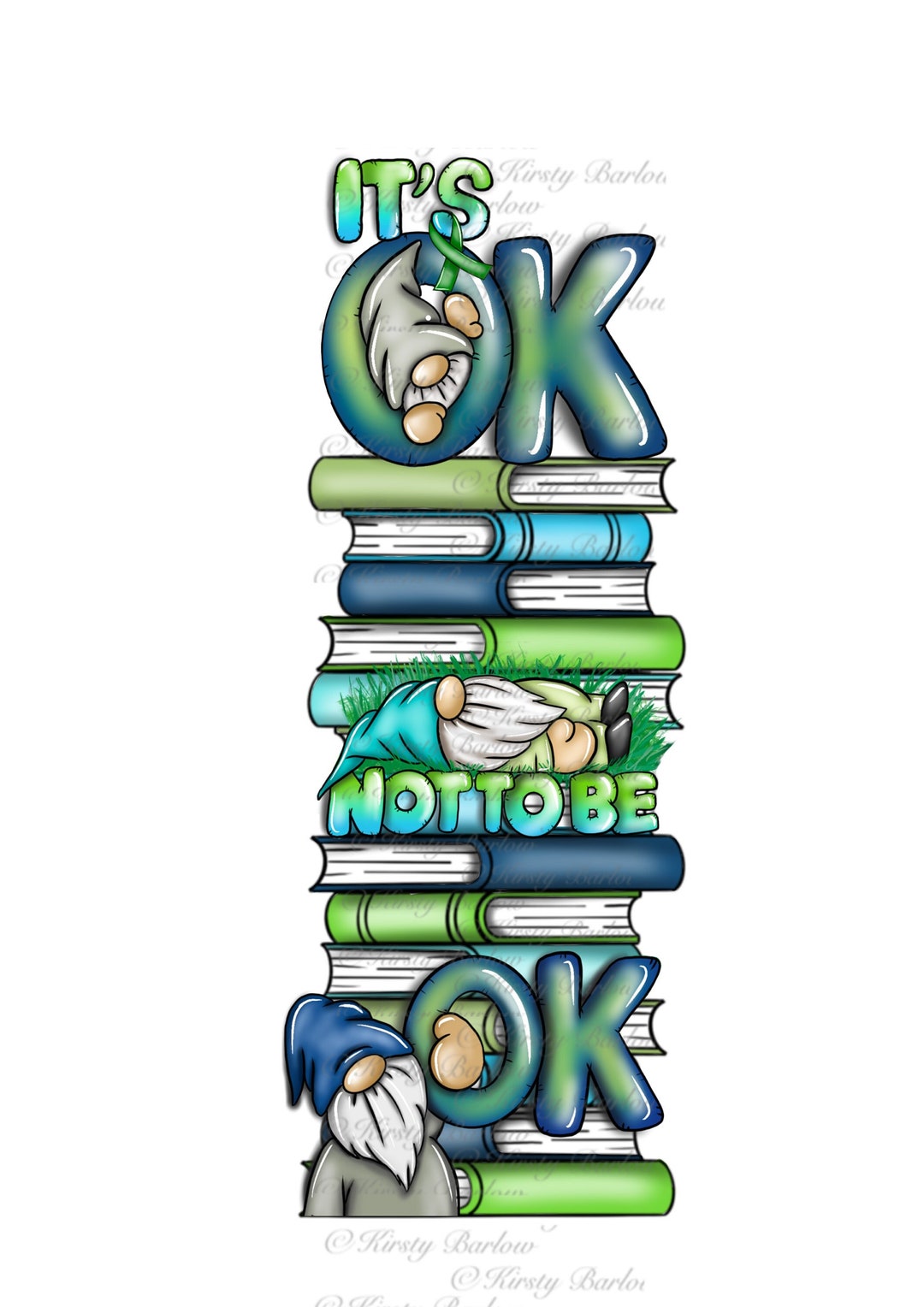 Mental Health Awareness Gonk Gnome Bookmark Sublimation Design Clip Art ...
