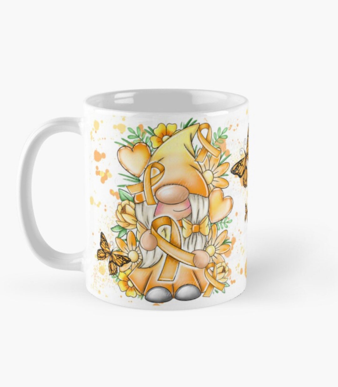 MS Leukaemia ADHD Kidney Cancer Awareness Orange Ribbon Gonk Gnome Mug ...