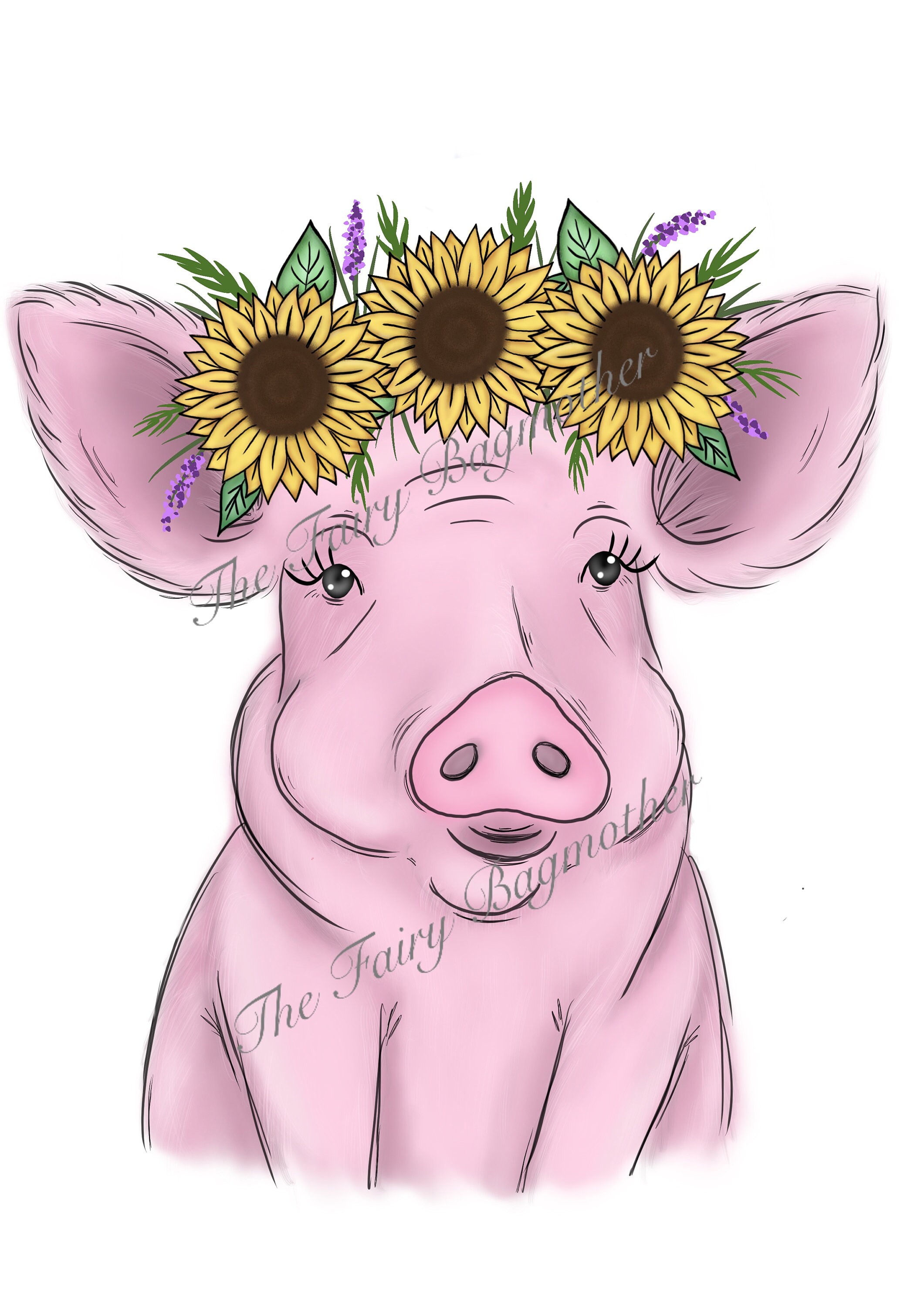 Sunflower Pig Clip Art File for Sublimation - Etsy UK