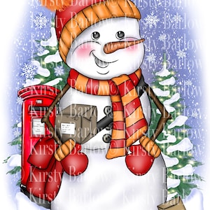 Postie Postman Christmas Snowman Clipart Illustration Sublimation ...