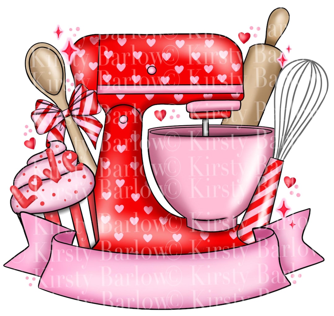 Valentines Love Heart Baking Baker Whisk Mixer Clipart Png Sublimation ...