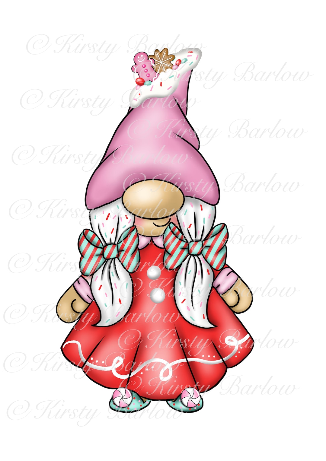 Female Christmas Gonk Gonkette Gnome Candy Cane Lane Gingerbread Design ...