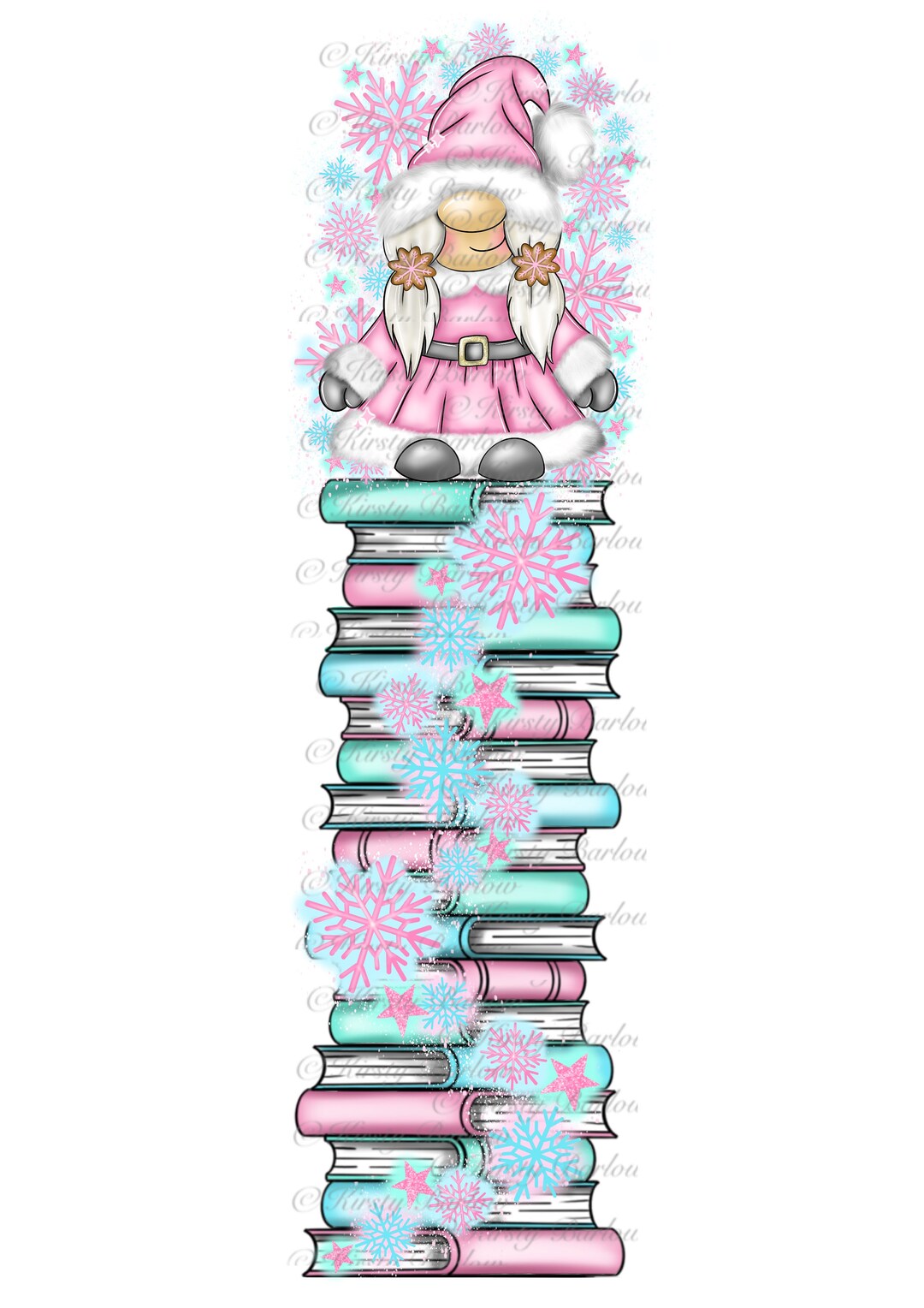 Pink Christmas Snowflake Gonk Gnome Bookmark Sublimation Design Clip ...