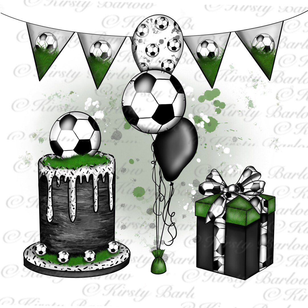 Football Birthday Party Clip Art Elements Sublimation Design PNG Card ...