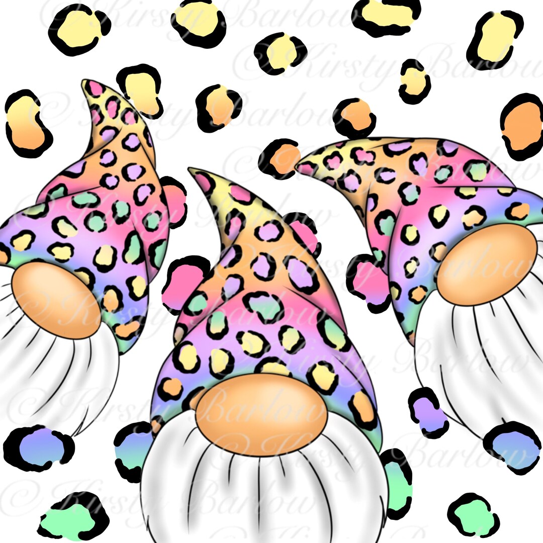 Rainbow Leopard Print Gonk Gnome Coaster Design for Sublimation Png ...