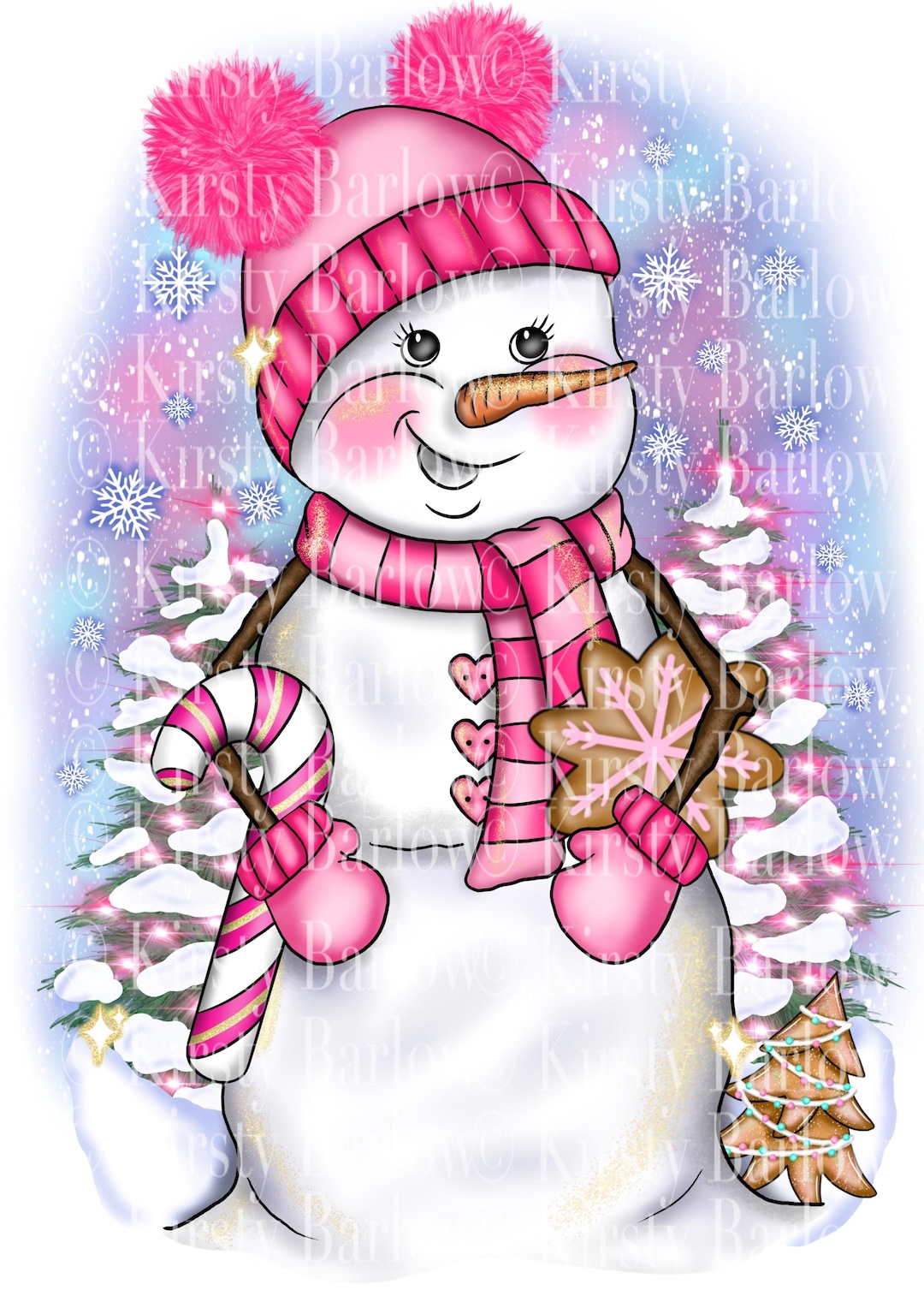 Pink Girl Christmas Snowman Snow Woman Clipart Illustration Sublimation ...