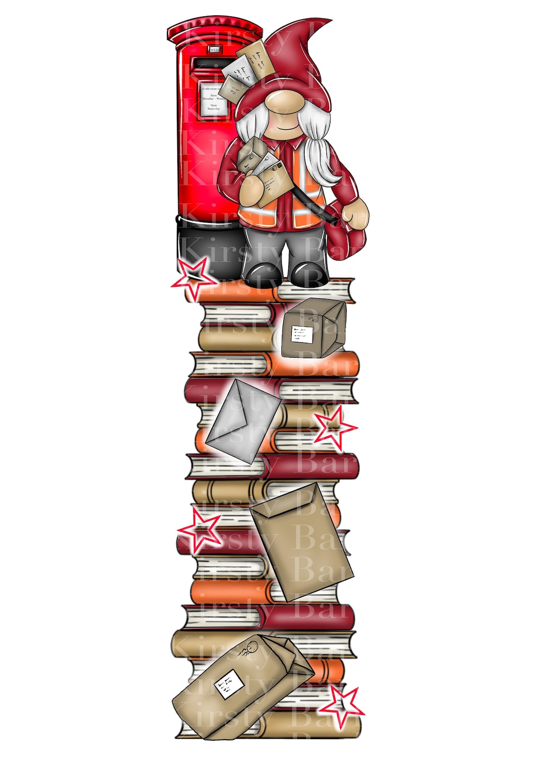 Postie Postwoman Gnome Gonk Bookmark Reader Reading Sublimation Design ...