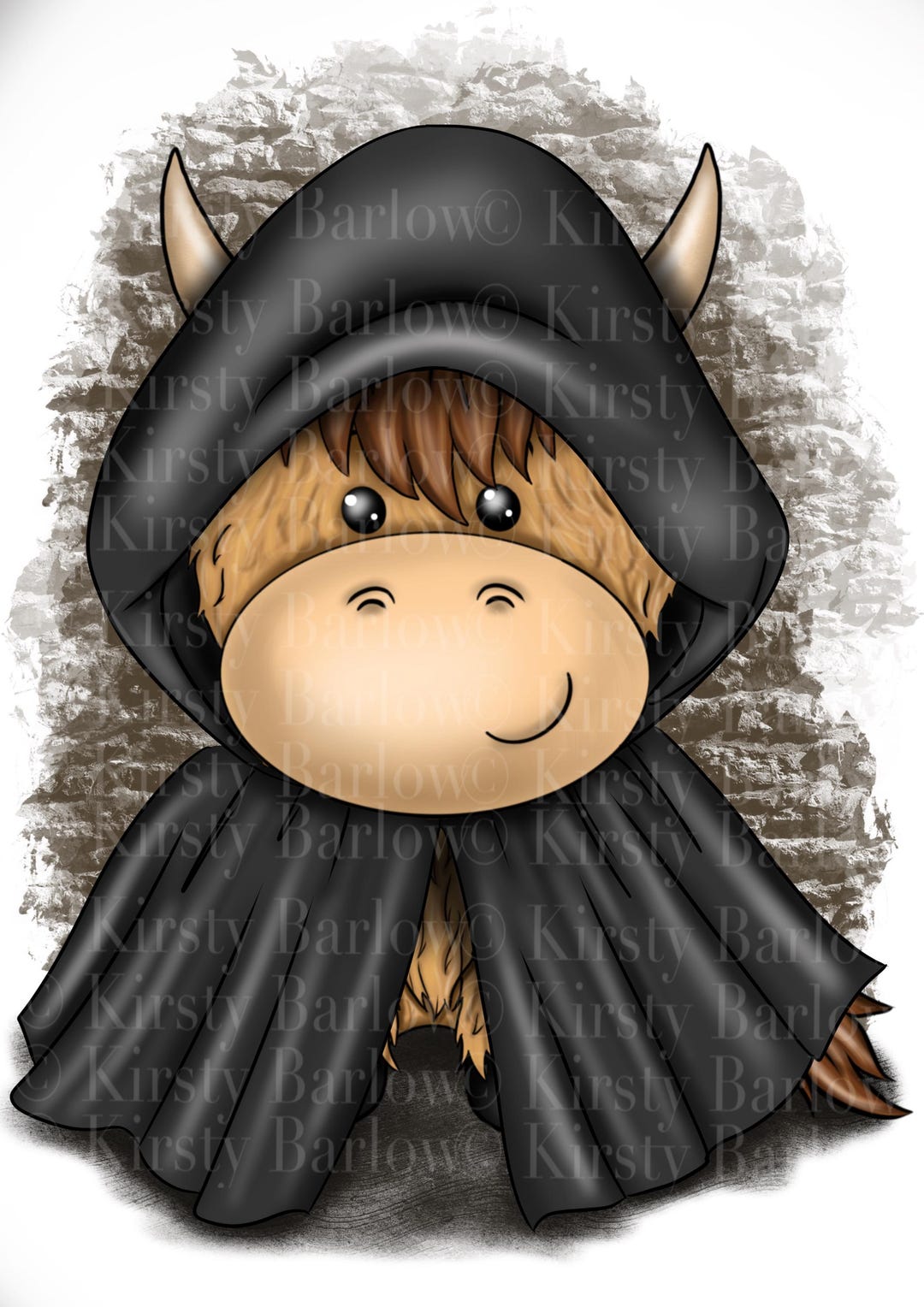 Medieval Cape Highland Cow Png Design Clipart Sublimation Instant ...