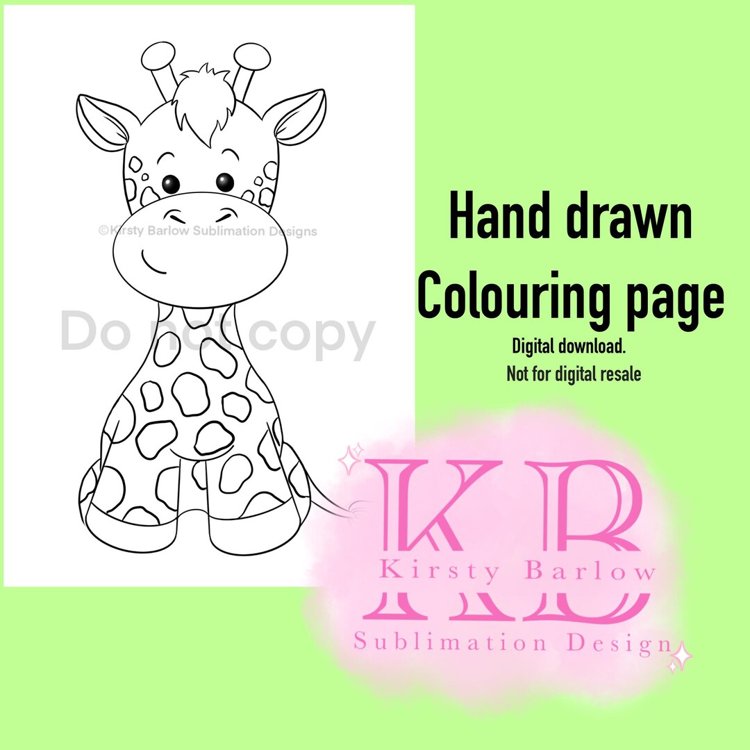 Giraffe Zoo Animal Colour in Colouring Coloring Page Digital Download ...