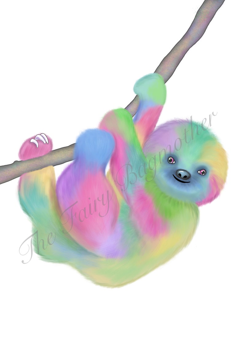 Rainbow Sloth Clip Art Png for Commercial Use - Etsy