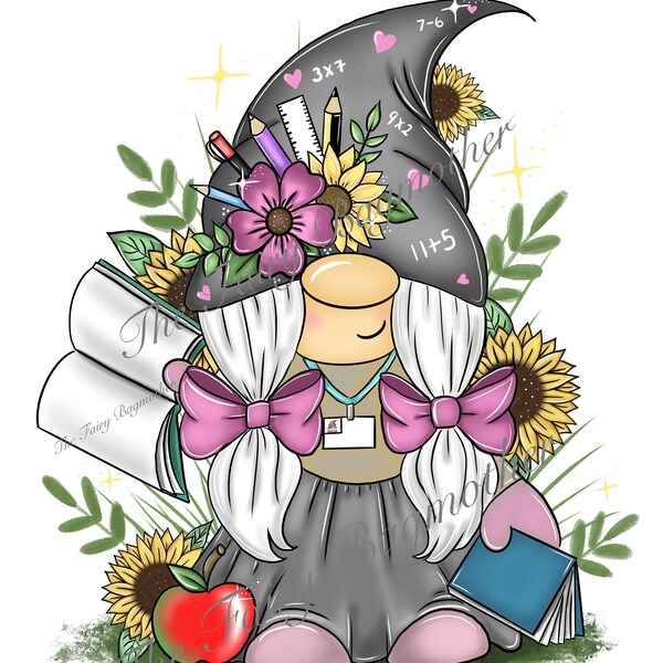 Teacher Gnome Clipart - Etsy