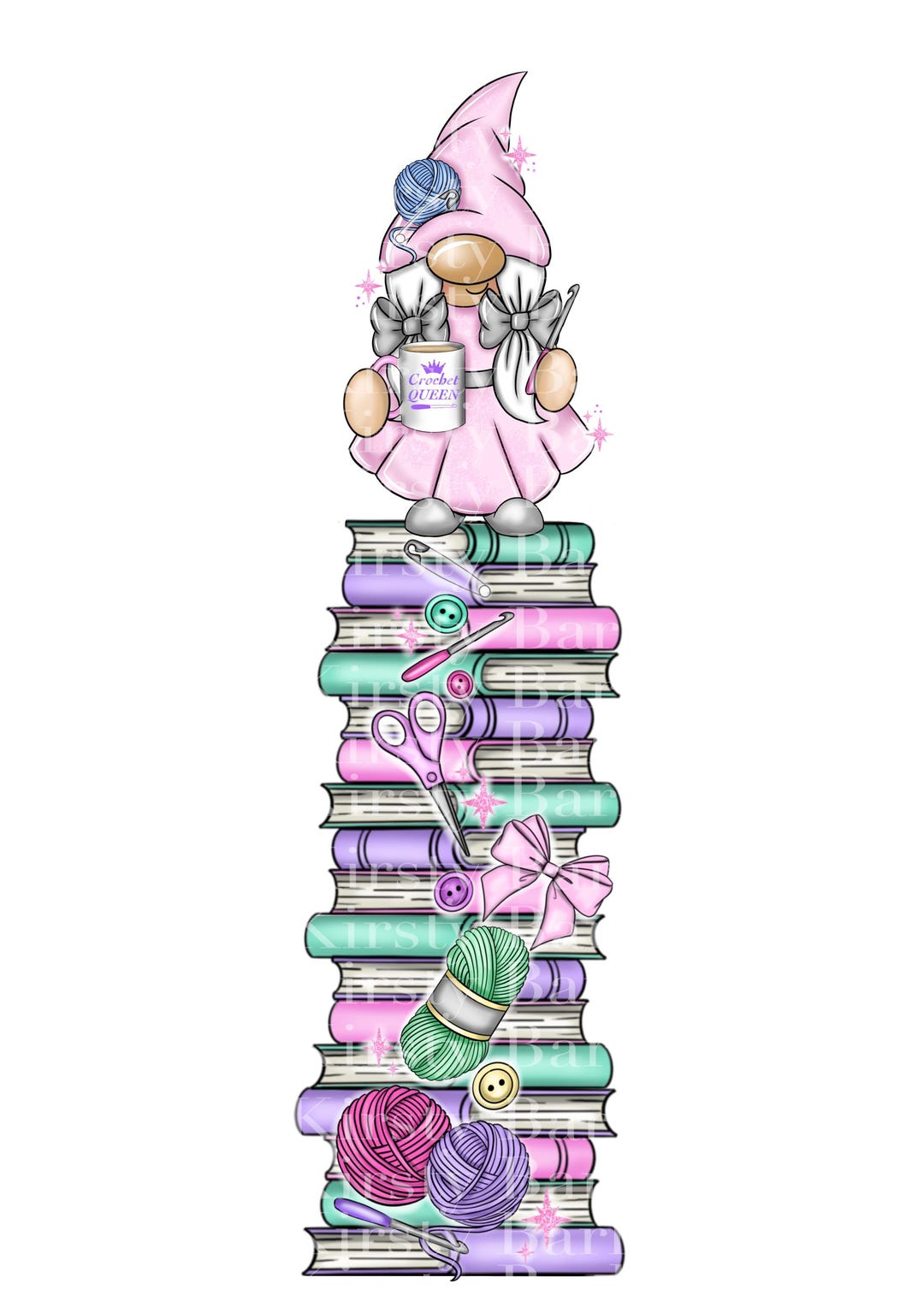 Crochet Queen Gonk Gnome Crafter Craft Bookmark Sublimation Clipart ...