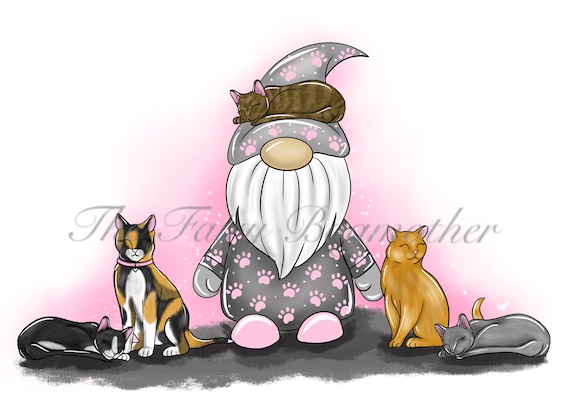 Crazy Cat Gnome Gonk Png Clip Art File for Sublimation | Etsy UK
