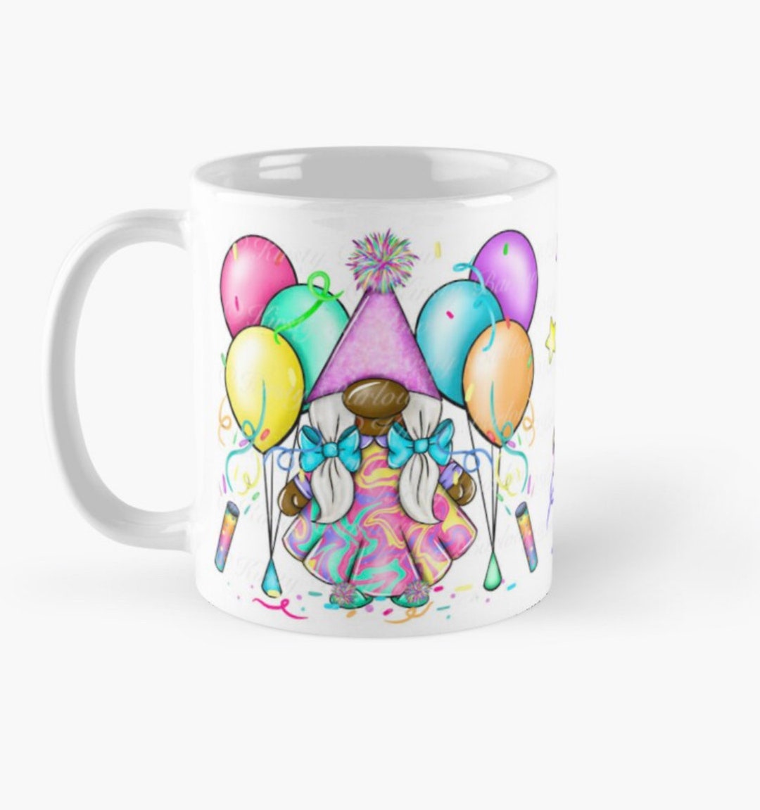 Birthday Female Gonk Gonkette Gnome Dark Skin Mug Wrap Png Clip Art ...