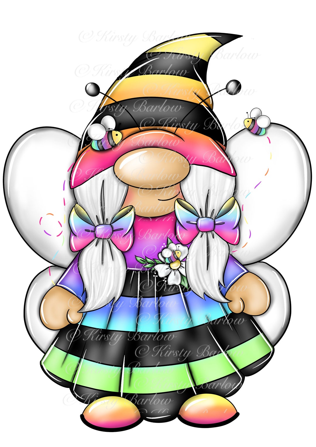 Rainbow Bee Gonkette Gnome Gonk Clip Art Design Illustration ...