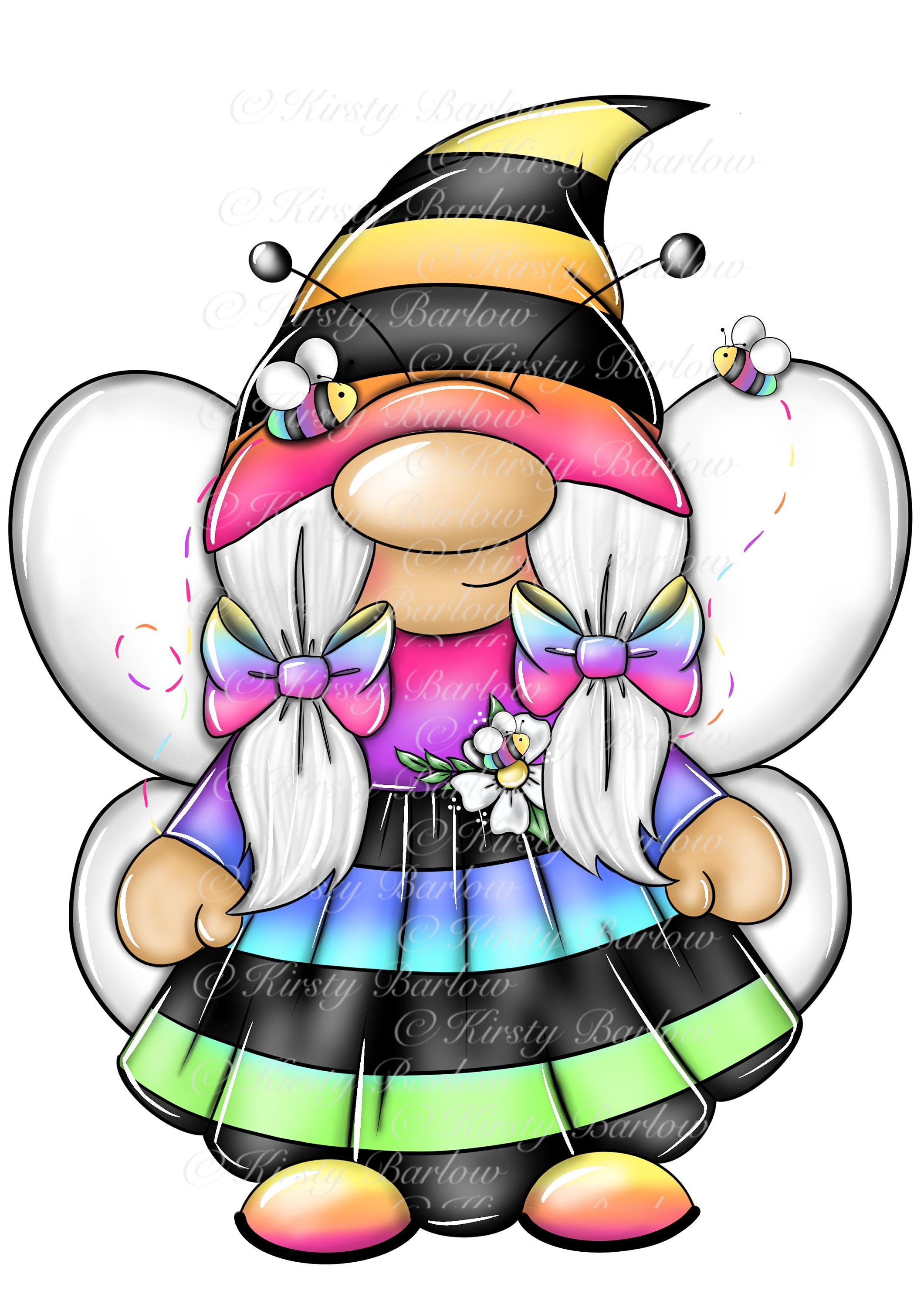 Rainbow Bee Gonkette Gnome Gonk Clip Art Design Illustration ...