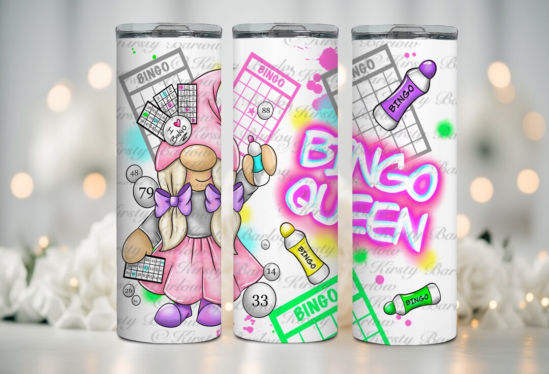 Bingo Queen Gonk Gnome Tumbler Wrap Sublimation Design Clip Art With ...