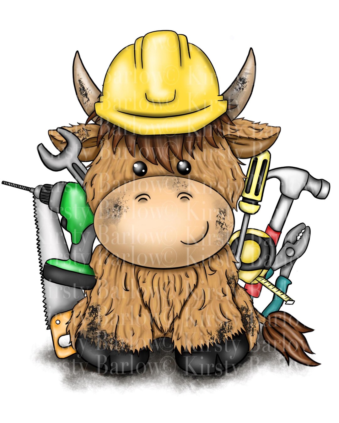 Diy Handyman Builder Construction Worker Dad Highland Cow Clipart ...