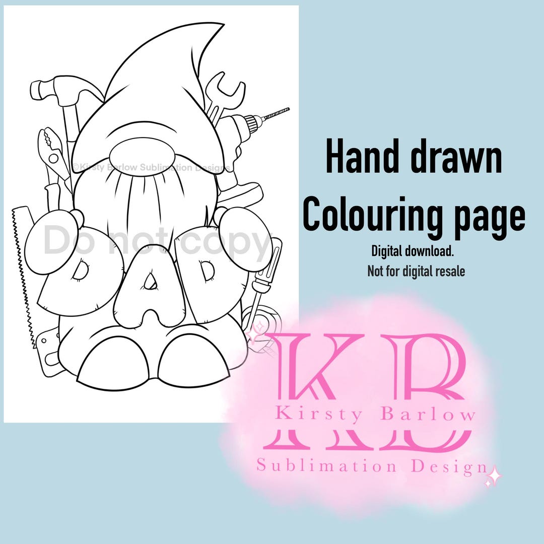 Gnome Gonk Dad DIY Fathers Day Kids Colour in Colouring Page Digital ...