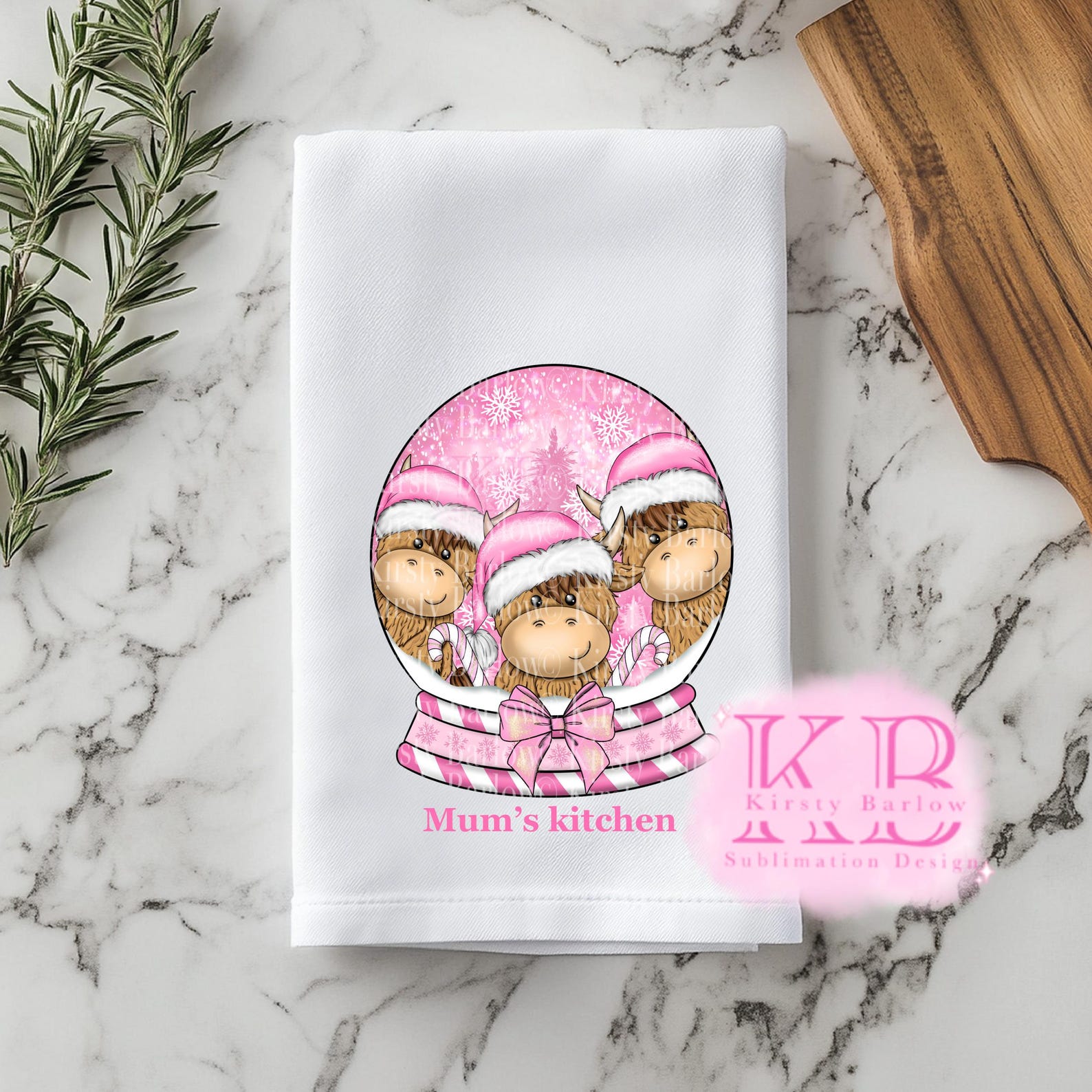 Pink Highland Cow Snow Globe PNG | Trio of Cows in Pink Santa Hats ...