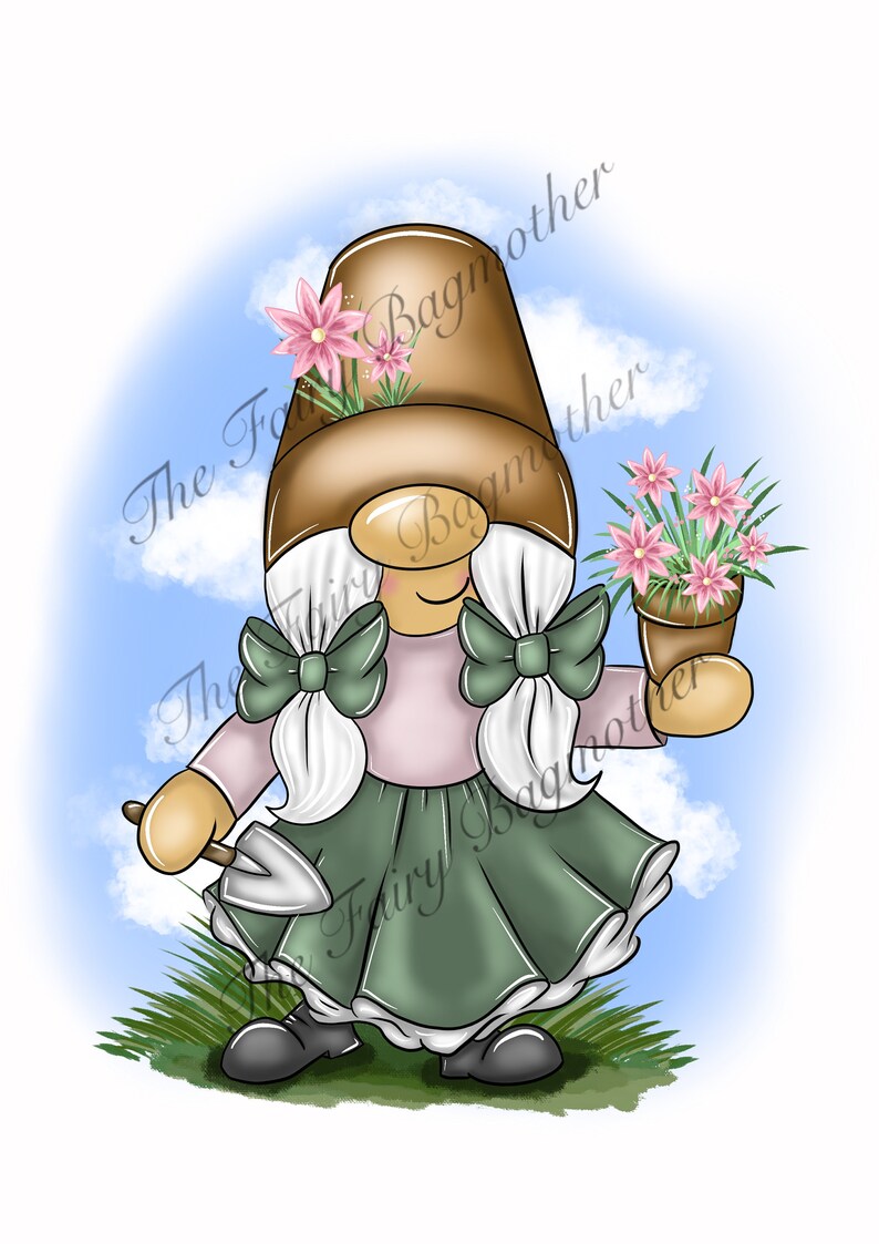 Female Gonk Gnome Gonkette Gardening Garden Flower Pot Png Clip Art ...
