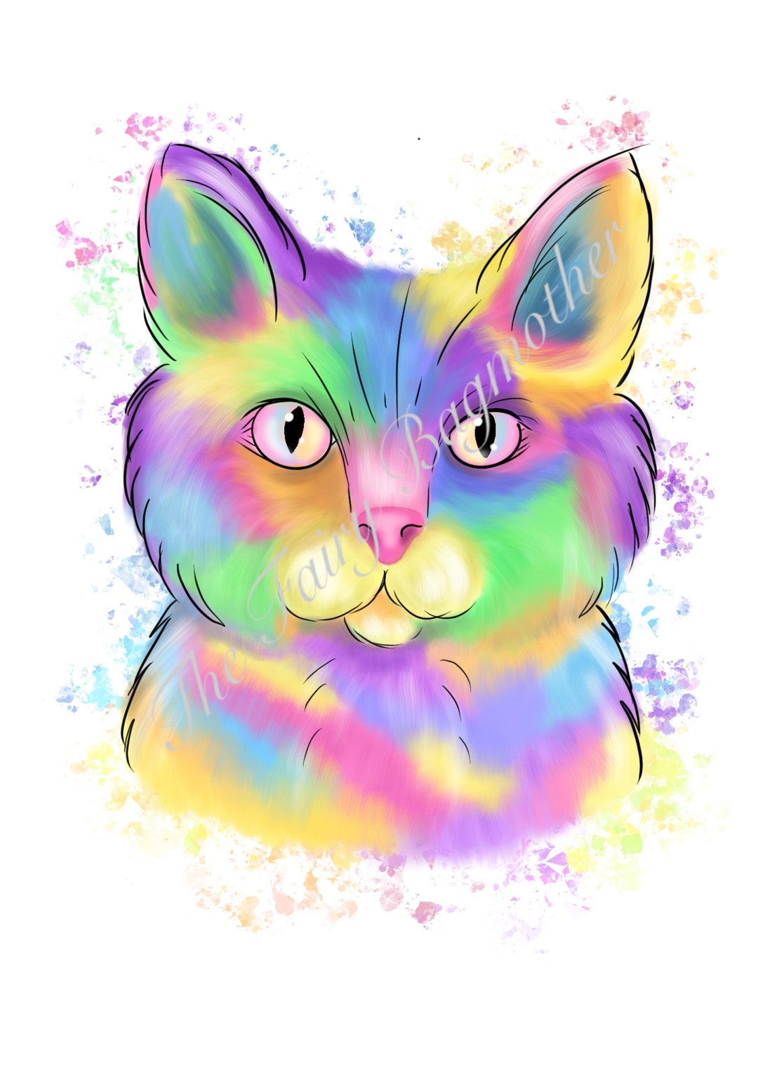 Rainbow Cat Illustration Png Clip Art File for Sublimation - Etsy