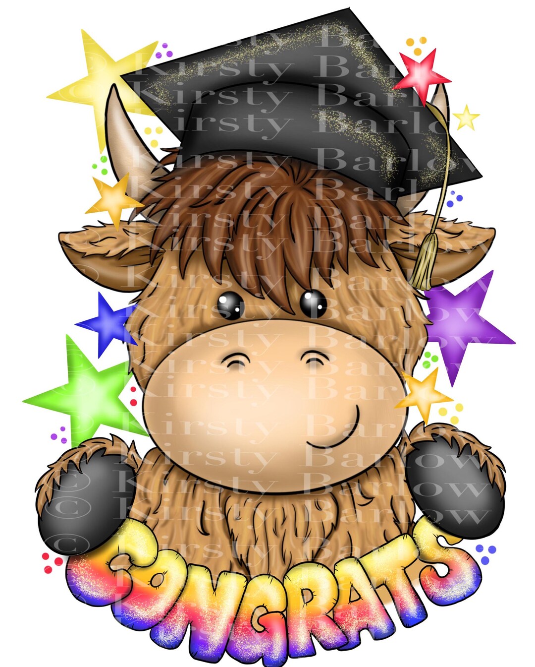 Congrats Graduate Graduation Highland Cow Png Clipart Sublimation ...