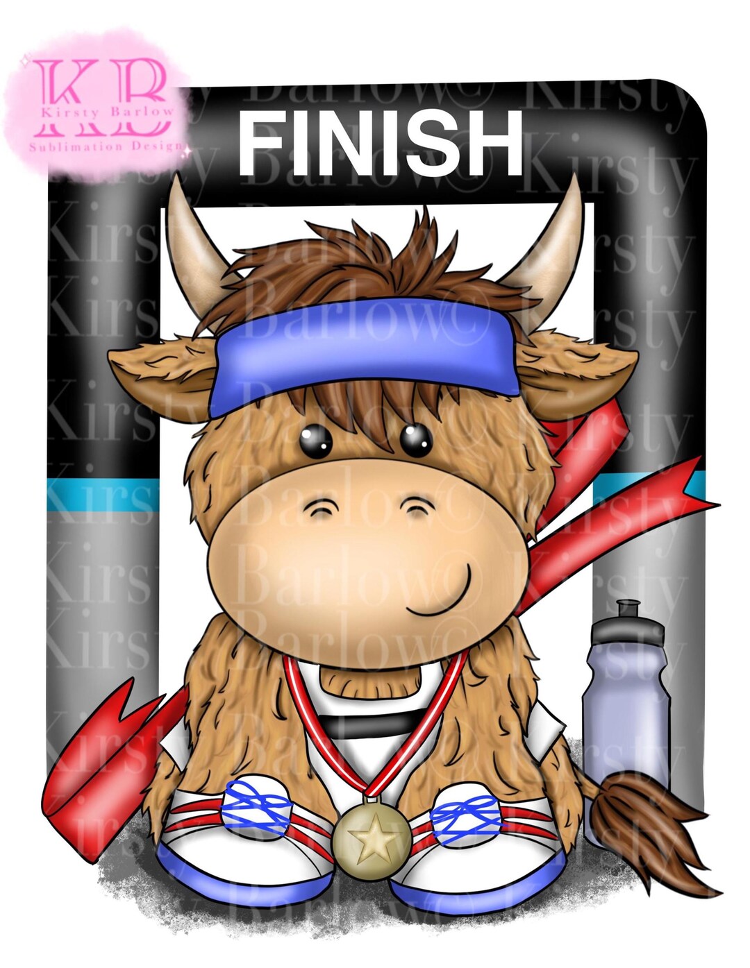 Runner Running Athlete Marathon Highland Cow Png Clipart Sublimation ...