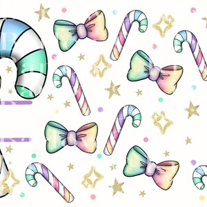 Candy Cane Mug Wrap Rainbow Christmas Sublimation Coffee Cup Design Png ...